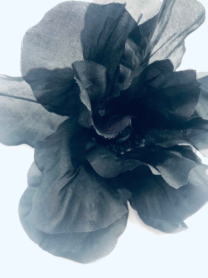 Karin's Garden 5" Vintage German Silk Poppy Pin Flower Pin Brooch Blac