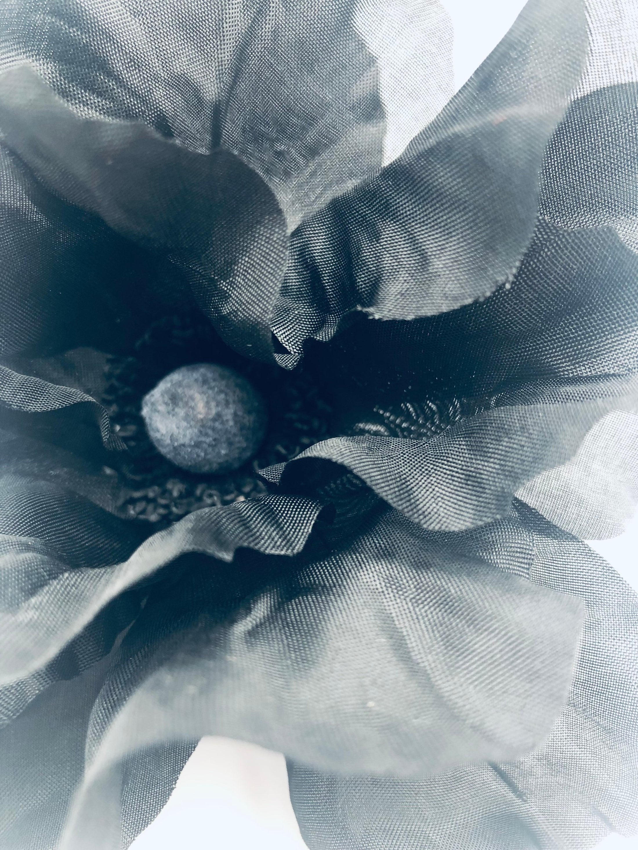 Karin's Garden 5" Vintage German Silk Poppy Pin Flower Pin Brooch Blac